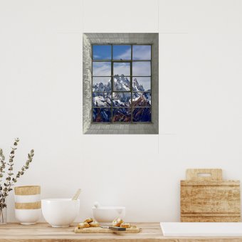 3D Mountains View Fake Window Poster | Zazzle