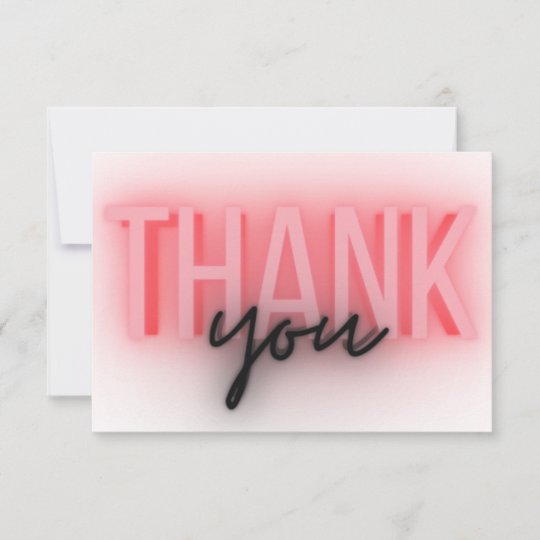 3D Neon Sign Thank You Card | Zazzle.com
