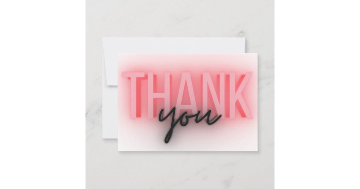 3D Neon Sign Thank You Card | Zazzle