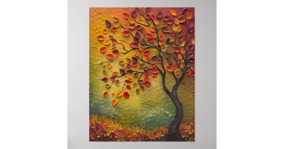 3D Painting Autumn Tree Poster | Zazzle