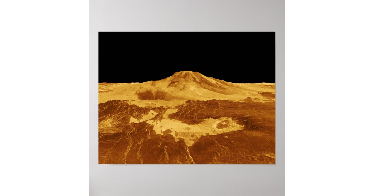 3D Perspective View of Maat Mons on Venus Poster | Zazzle