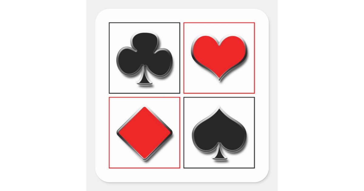 3D playing card suits Square Sticker | Zazzle