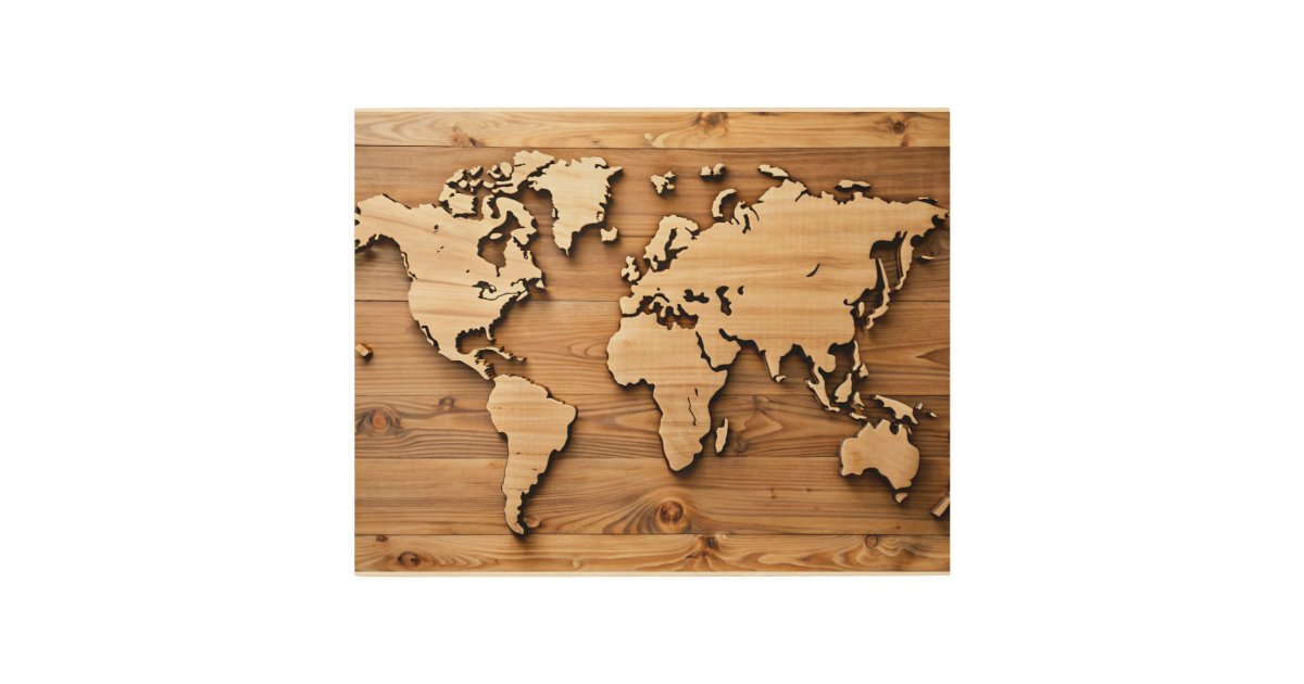 3D POD Woden World Map Wood Wall Art | Zazzle