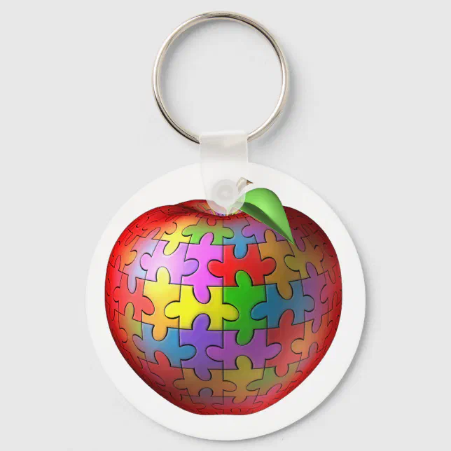 3D Puzzle Apple Keychain | Zazzle