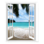 3D Tropical Sea And Beach Window View Poster | Zazzle