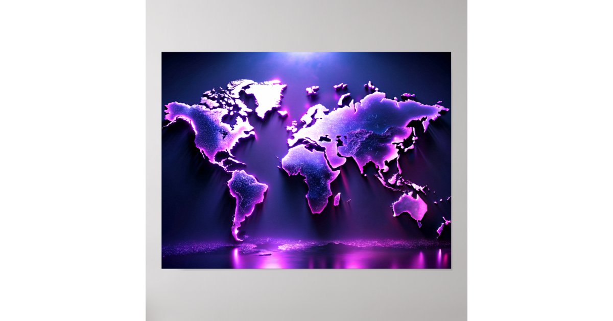 3D Wooden Wall Art Water Color World Map Poster | Zazzle