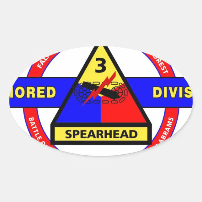 3RD ARMORED DIVISION "SPEARHEAD-THIRD HERD" OVAL STICKER | Zazzle