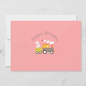 3rd Birthday (Girl) Train Invitation | Zazzle