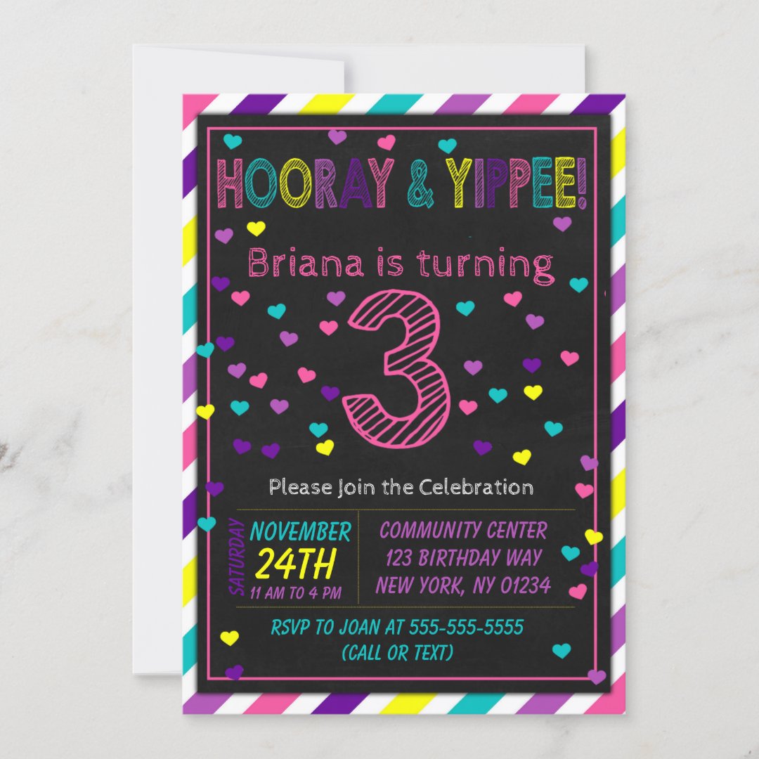 3rd Birthday Invitation for a Girls Birthday Party | Zazzle