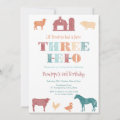 3rd Birthday Party Gender Neutral Three IEIO Farm Invitation | Zazzle