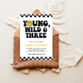 3rd Birthday Smiley Face Bolt, Young, Wild & Three Invitation | Zazzle