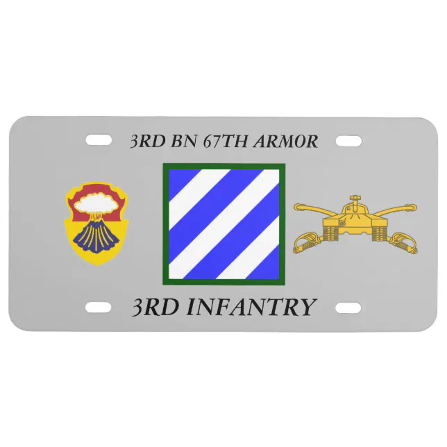 3RD BN 67TH ARMOR 3RD INFANTRY DIVISION LICENSE PLATE | Zazzle