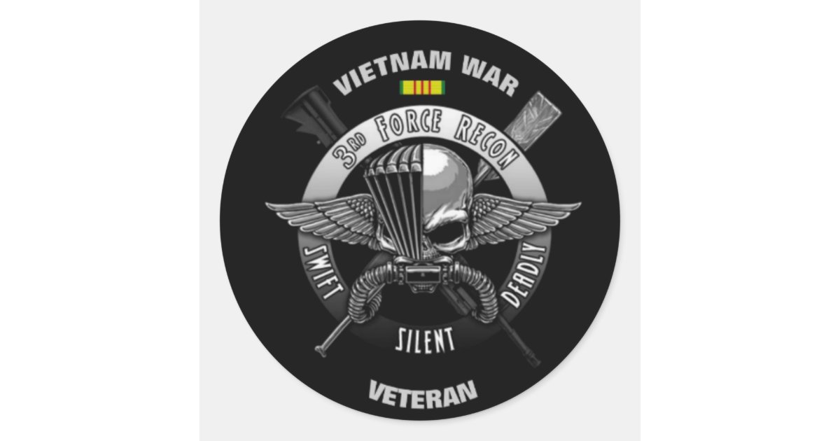 3RD FORCE RECON VIETNAM WAR VETERAN CLASSIC ROUND STICKER | Zazzle