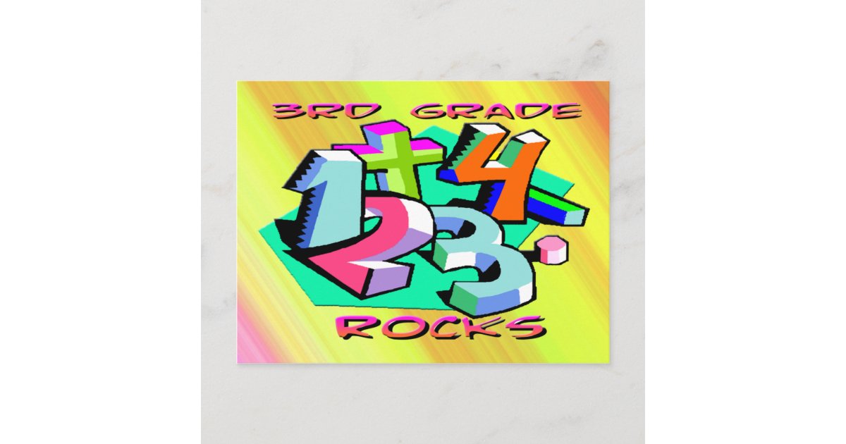 3rd Grade Rocks - Numbers Postcard | Zazzle