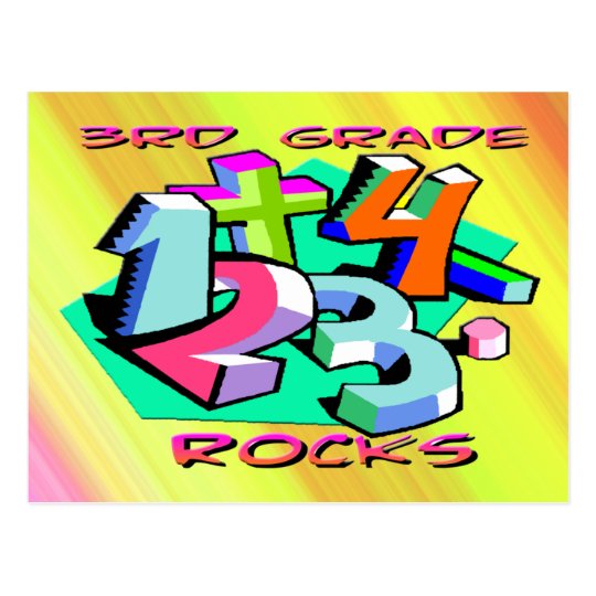 3rd Grade Rocks - Numbers Postcard | Zazzle.com