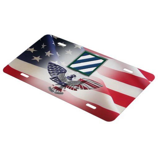 3rd Infantry Division Eagle American Flag License Plate | Zazzle