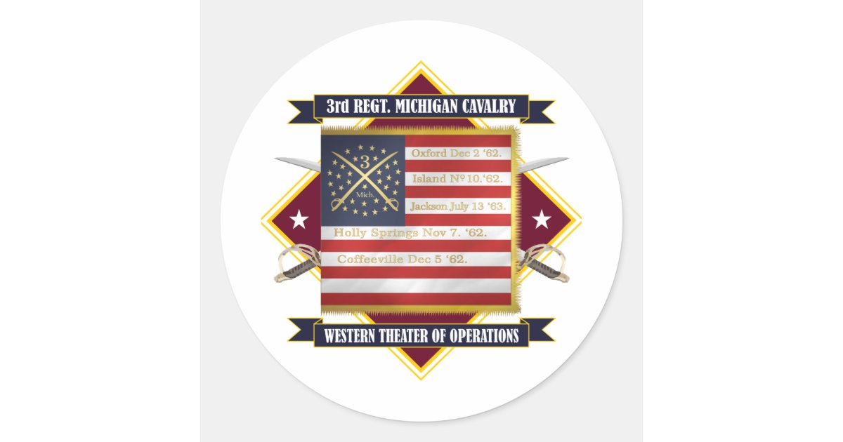 3rd Michigan Cavalry Classic Round Sticker | Zazzle