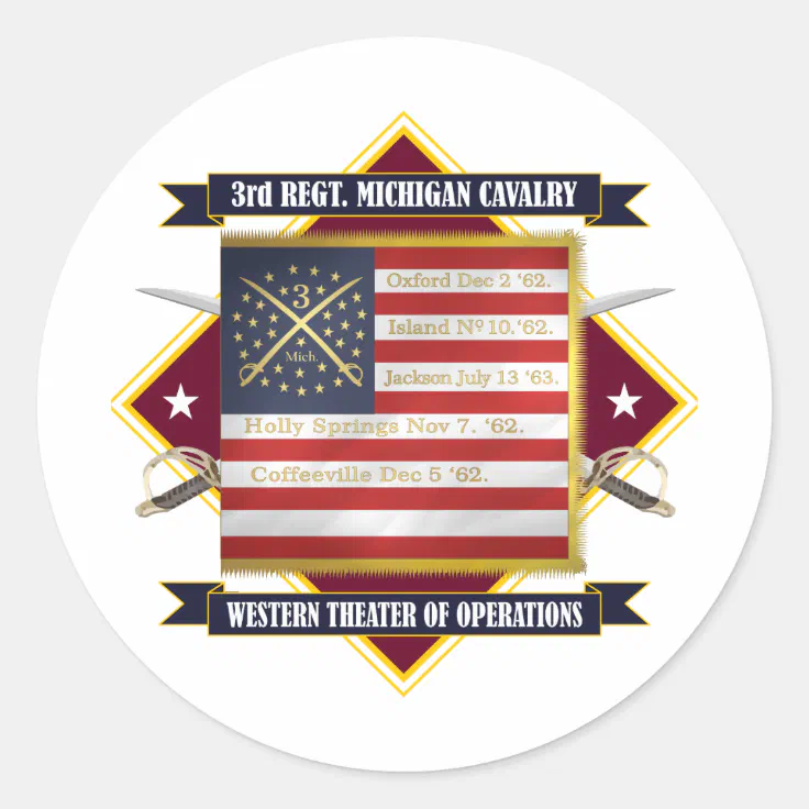 3rd Michigan Cavalry Classic Round Sticker | Zazzle