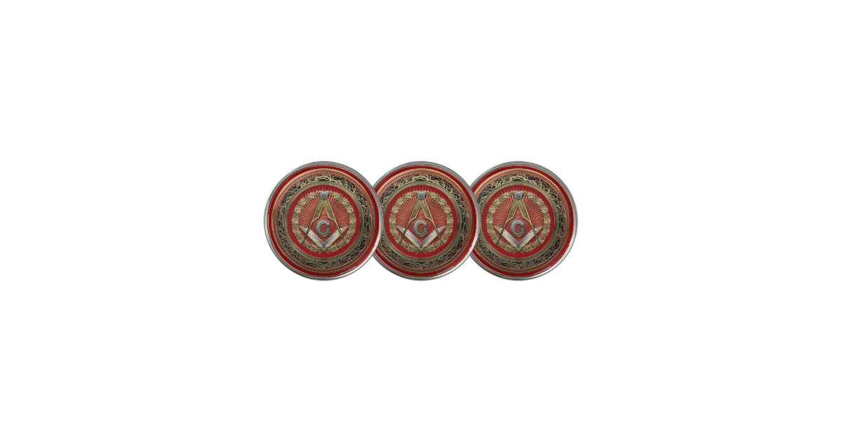 [400] Master Mason - Gold Square & Compasses Golf Ball Marker | Zazzle