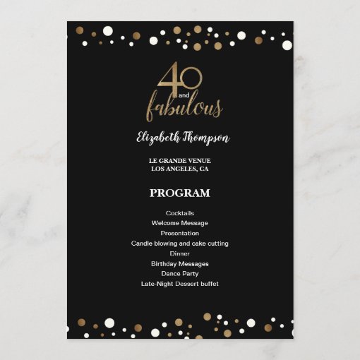 40 and fabulous 40th Birthday Program | Zazzle
