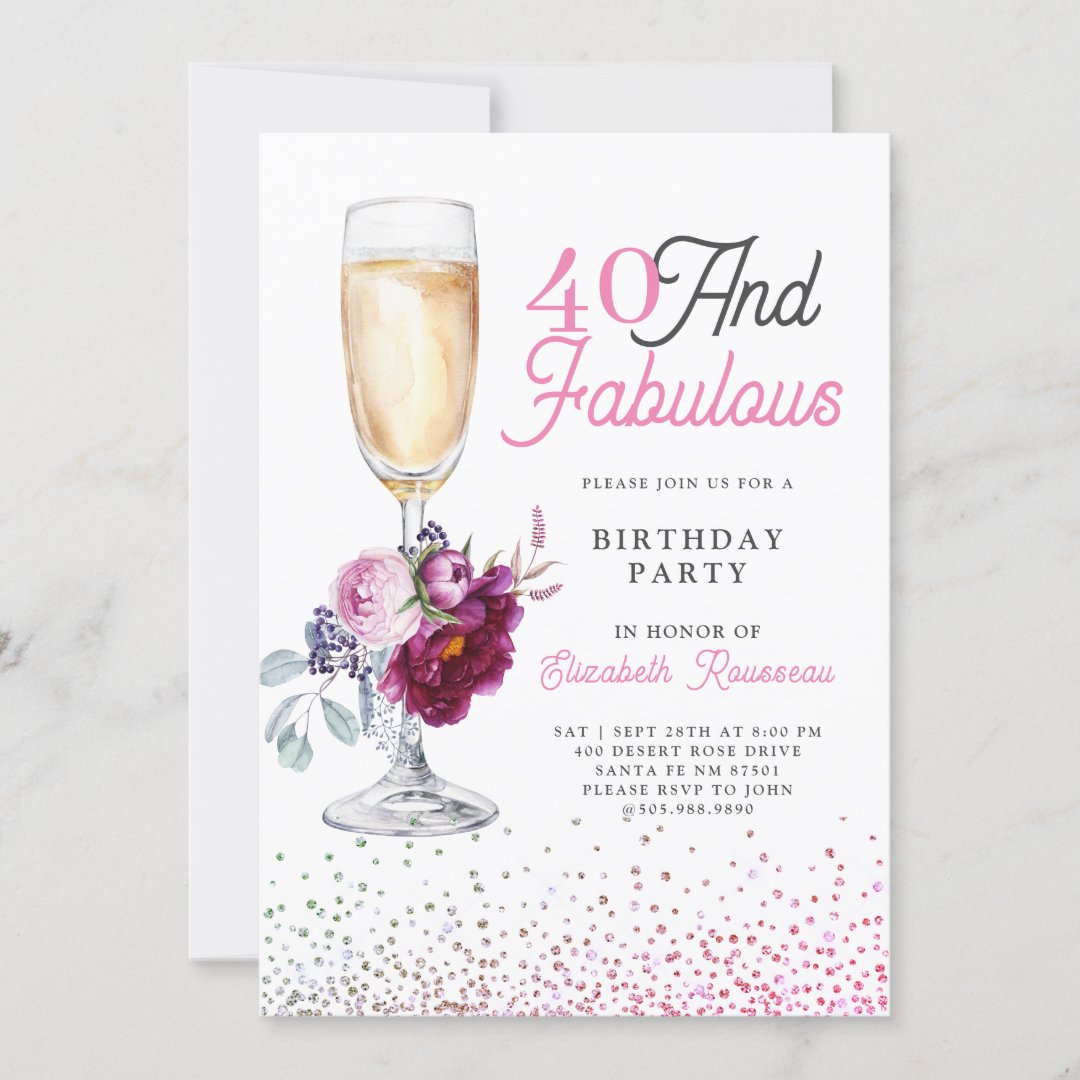 40 And Fabulous Birthday Party Invitation | Zazzle