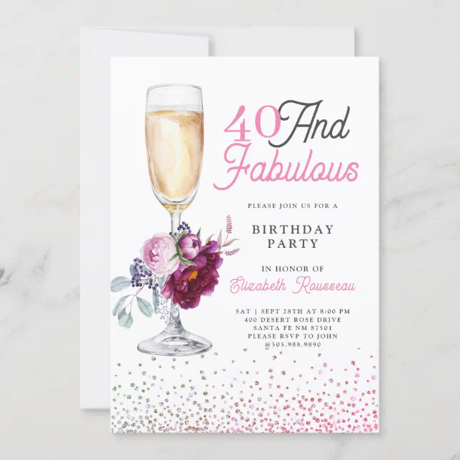 40 And Fabulous Birthday Party Invitation Zazzle
