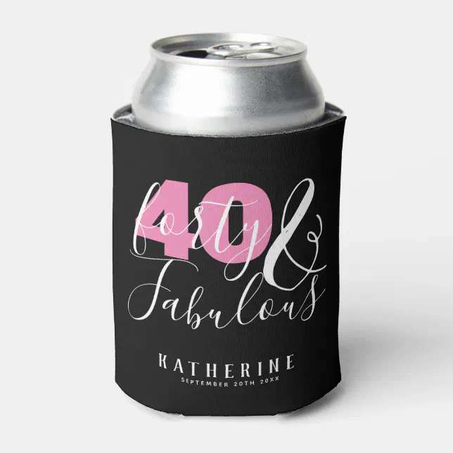 40 And Fabulous Elegant 40th Birthday Party Custom Can Cooler | Zazzle