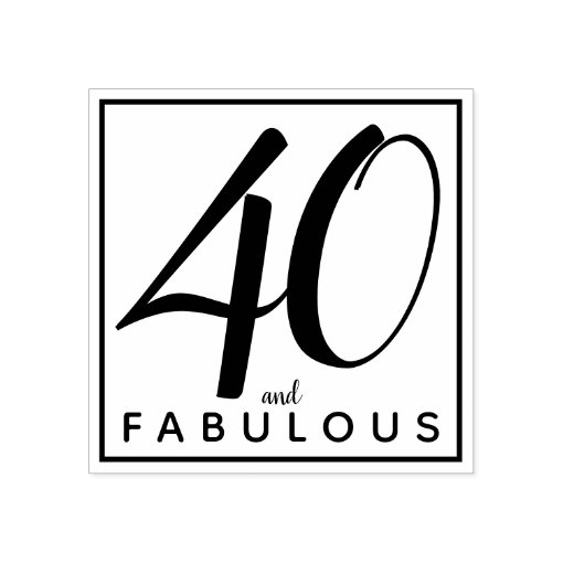 40 and Fabulous Elegant Script Typography Rubber Stamp | Zazzle