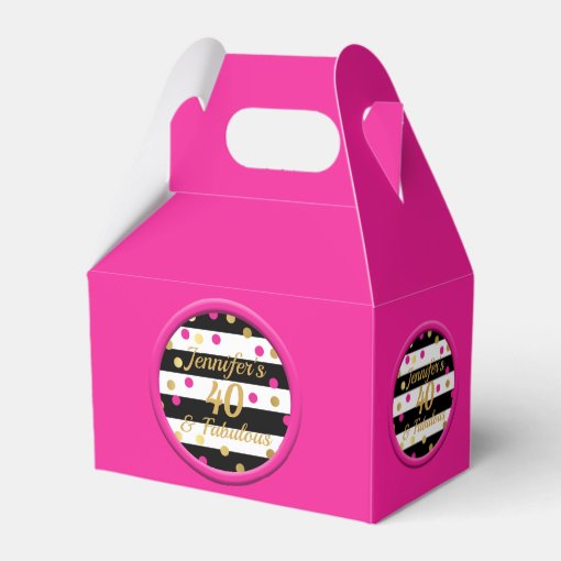 40 and Fabulous Pink Gable Boxes with Handle | Zazzle
