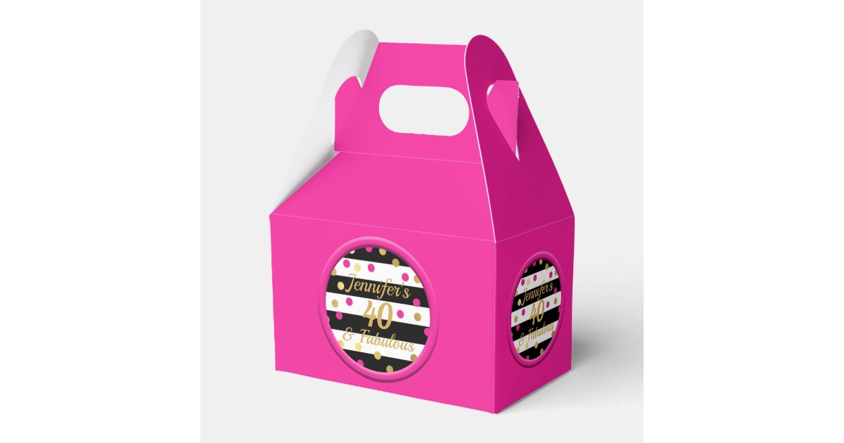 40 and Fabulous Pink Gable Boxes with Handle | Zazzle