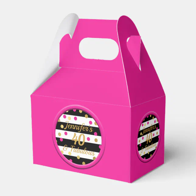 40 and Fabulous Pink Gable Boxes with Handle | Zazzle