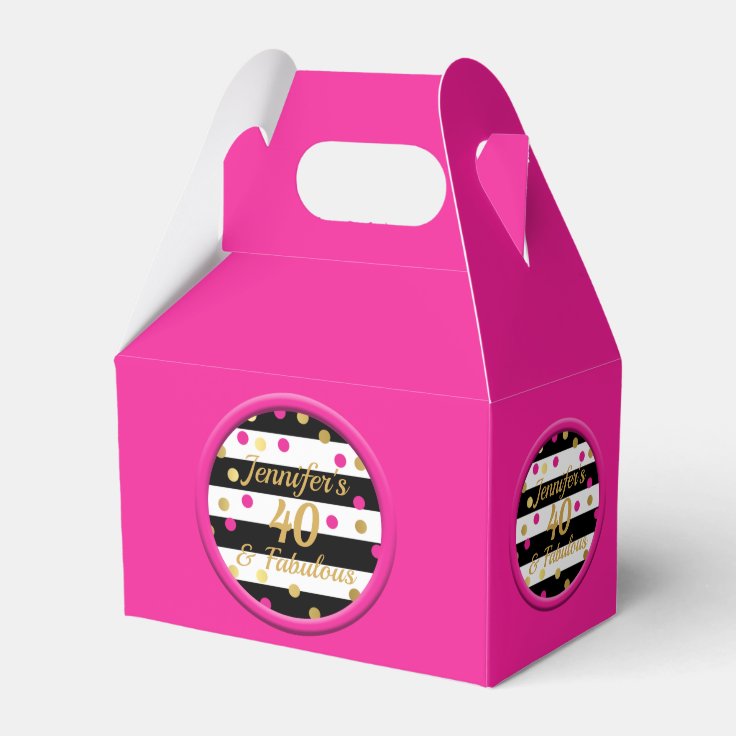 40 and Fabulous Pink Gable Boxes with Handle | Zazzle