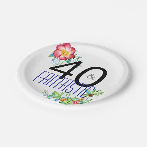 40 and Fantastic Tropical 40th Birthday Party Paper Plates | Zazzle