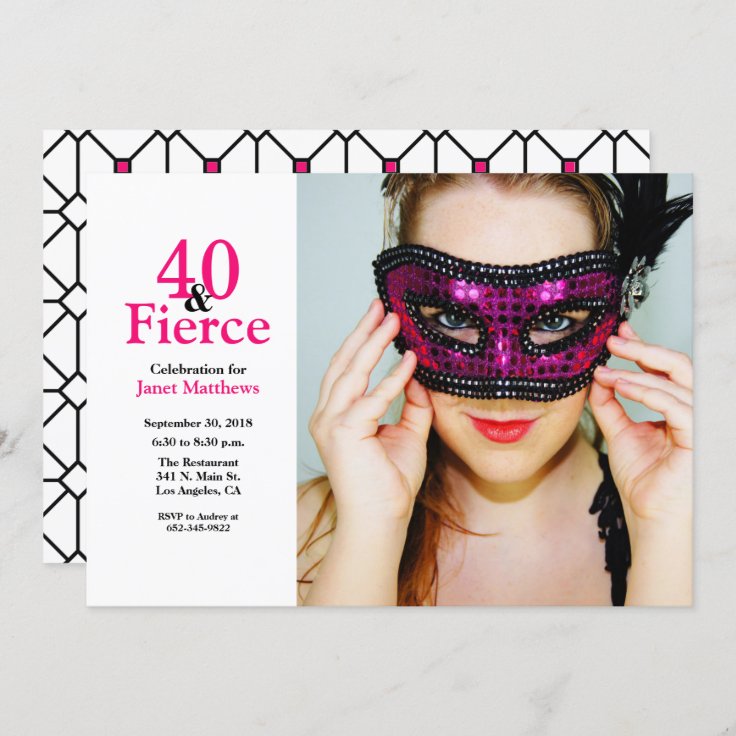 40 and Fierce Birthday Party Invitation | Zazzle