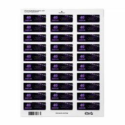 40 & Fabulous Purple & Black 40th Birthday Label | Zazzle