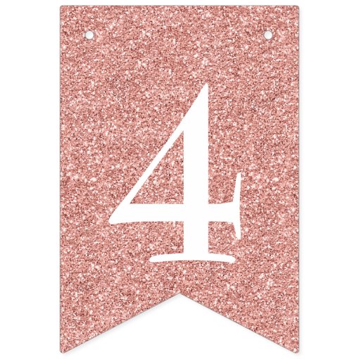 40 Fabulous White Script Rose Gold Glitter Bunting Flags | Zazzle
