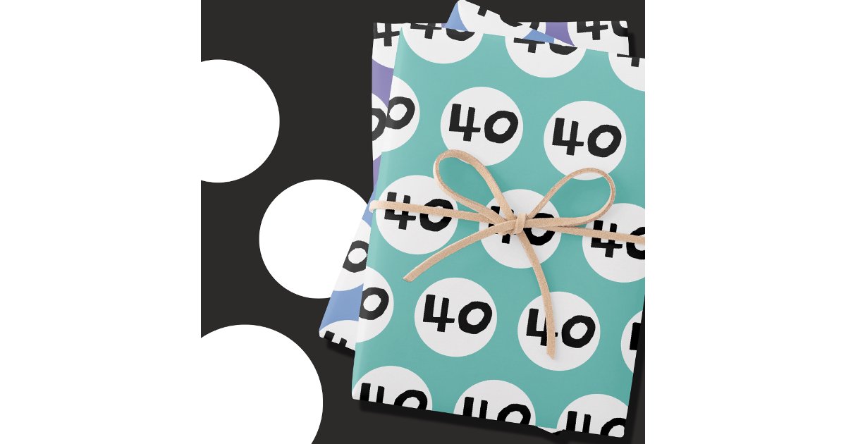 40 for Colorful 40th Birthday Wrapping Paper | Zazzle
