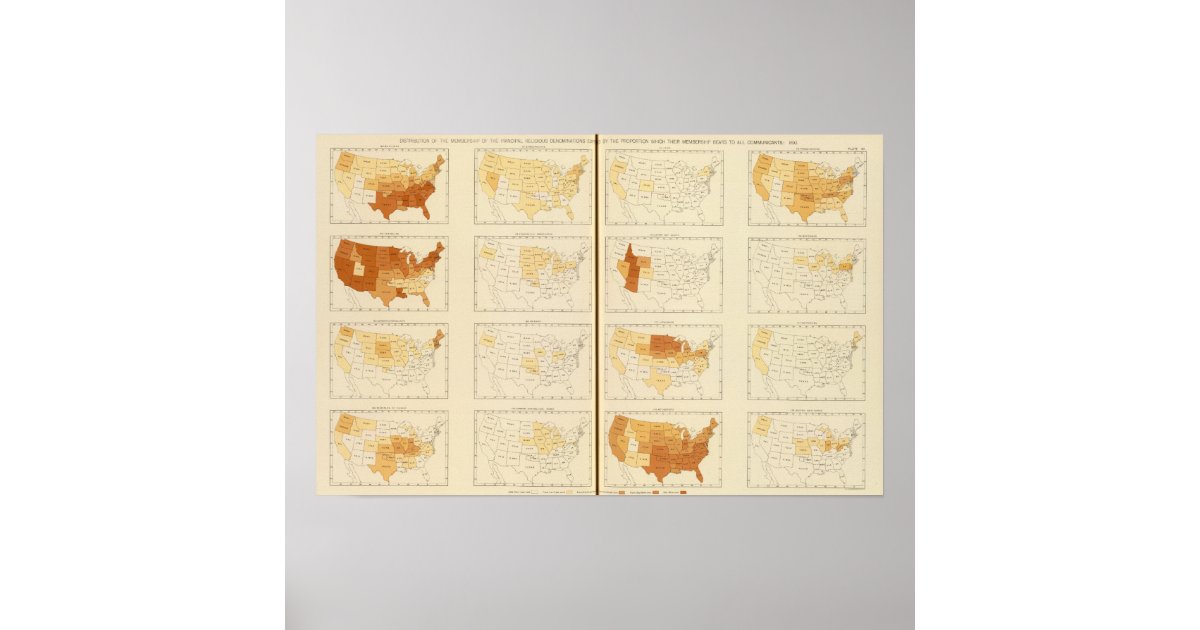 40 Membership, principal denominations 1890 Poster | Zazzle