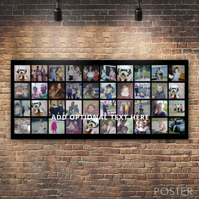 40 Photo Collage - 4 Rows 10 Columns - White Text Poster | Zazzle