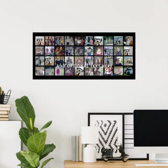 40 Photo Collage - 4 Rows 10 Columns - White Text Poster | Zazzle