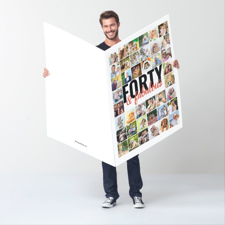 40 Photo Collage for 40 Years Giant 40th Birthday Card | Zazzle