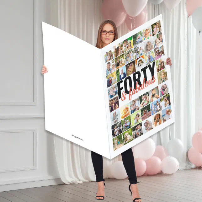 40 Photo Collage for 40 Years Giant 40th Birthday Card | Zazzle