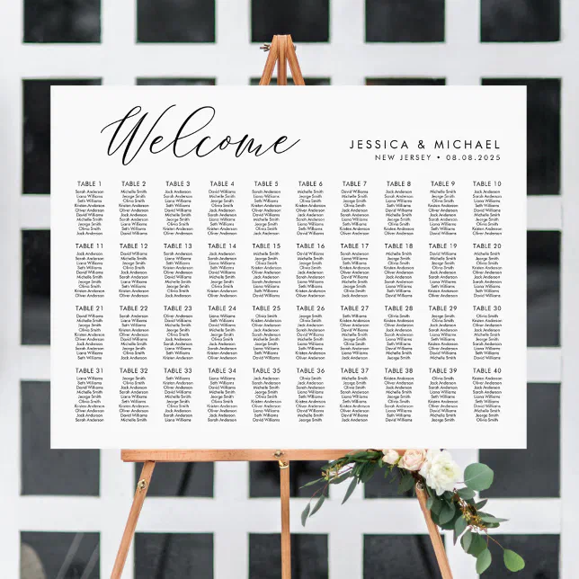 40 Tables Large Welcome Seating Chart Plan | Zazzle