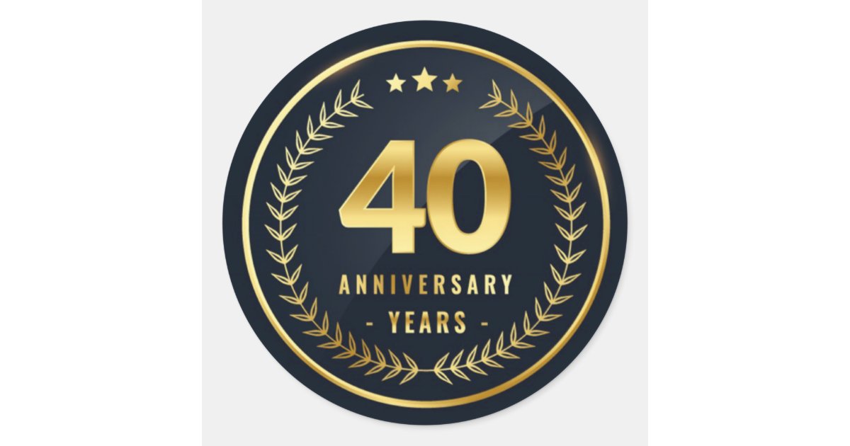 40 Year Anniversary Classic Round Sticker | Zazzle
