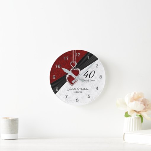 40 Years of Service Round Clock | Zazzle