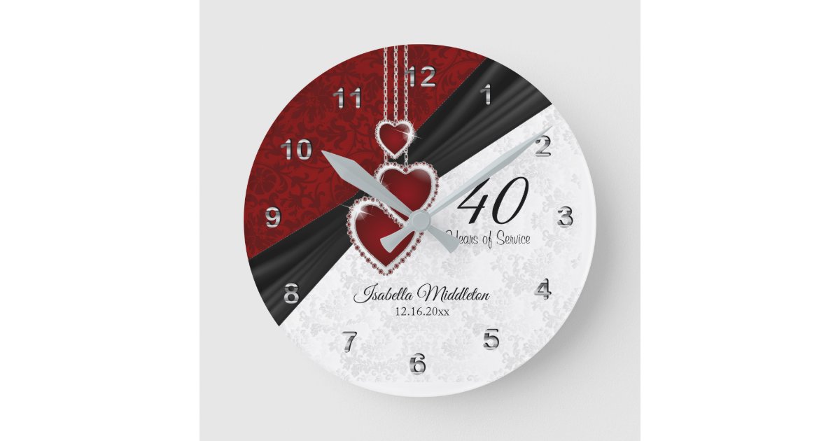 40 Years of Service Round Clock | Zazzle