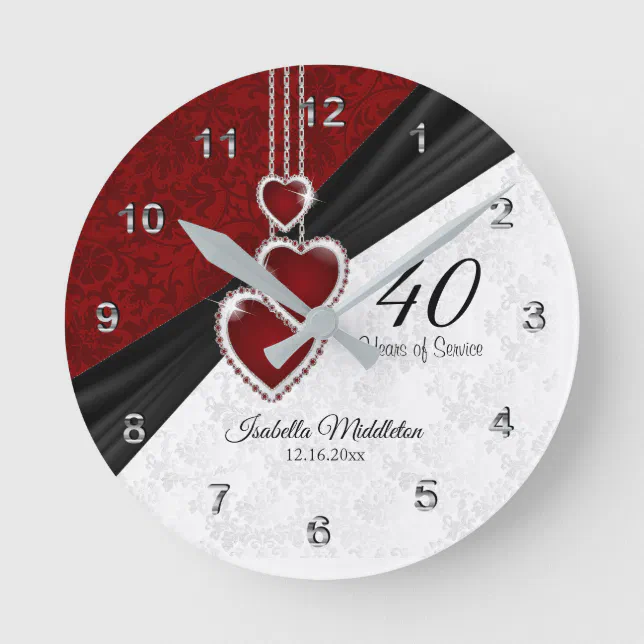 40 Years of Service Round Clock | Zazzle