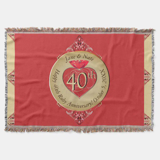 40th/15th Ruby Red Throw Blanket | Zazzle