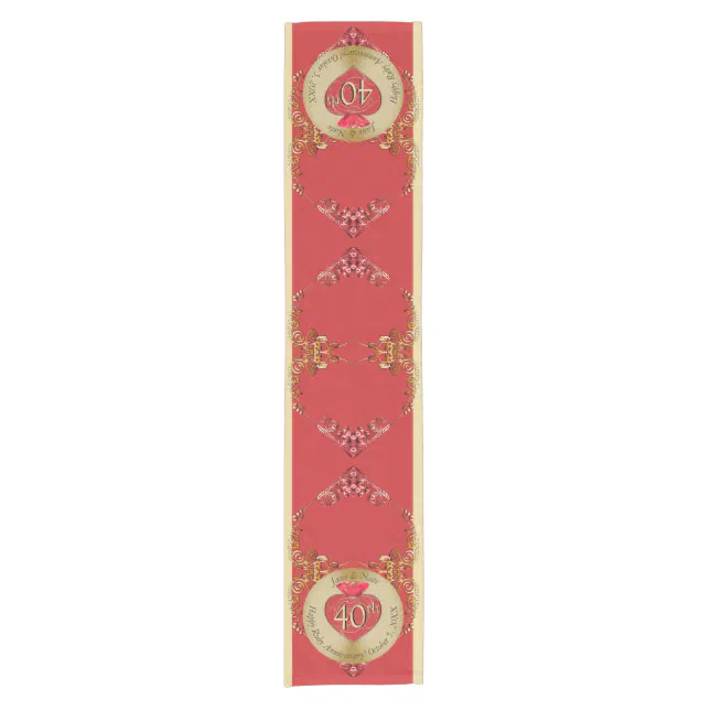 40th/15th Ruby Red Wedding Anniversary Short Table Runner | Zazzle