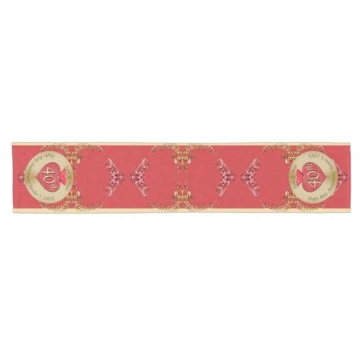 40th/15th Ruby Red Wedding Anniversary Short Table Runner | Zazzle